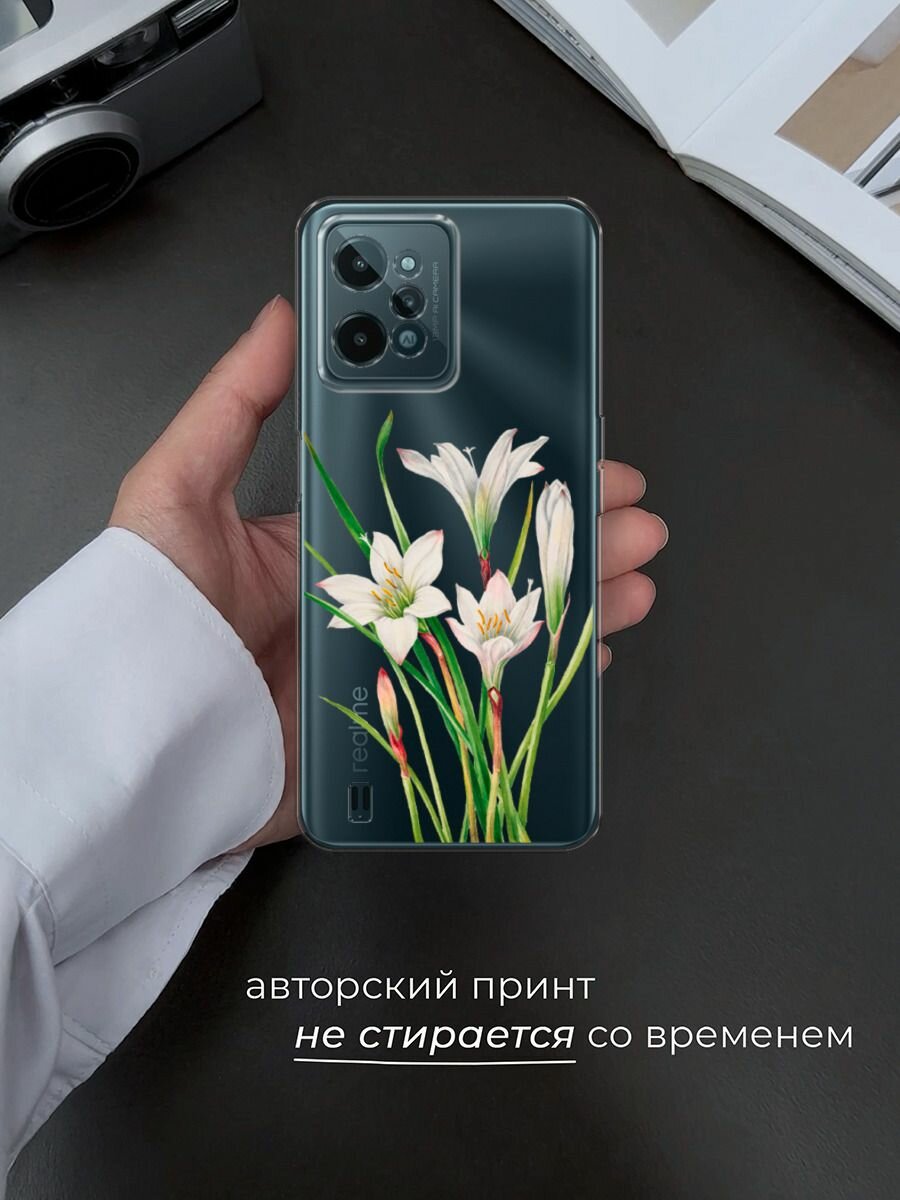 Чехол на Realme C31 / Реалми C31 с принтом "White lily", прозрачный — фото 1
