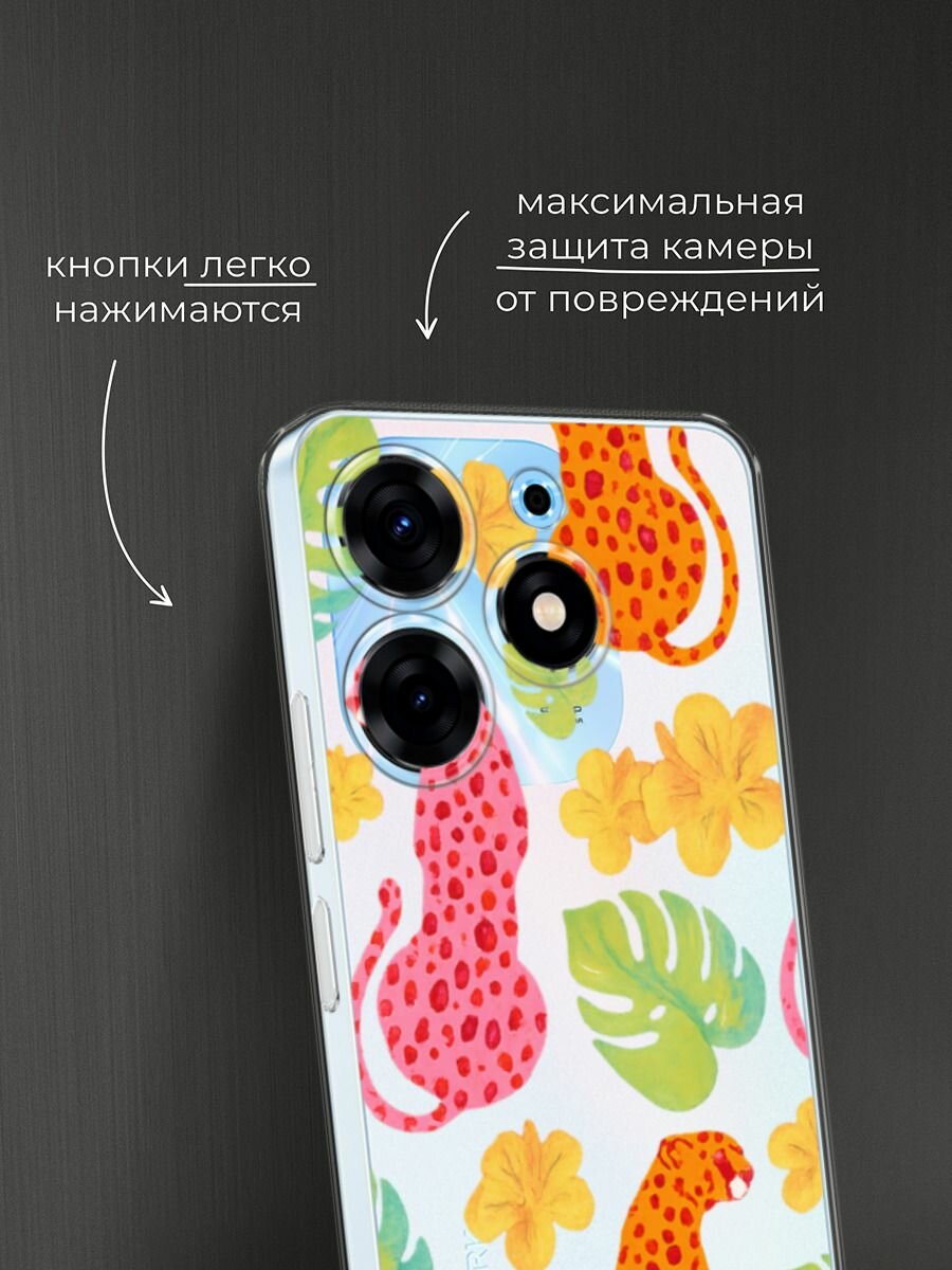 Чехол на Tecno Spark 10 Pro / Текно Спарк 10 Про с принтом "Экзотика", прозрачный — фото 1