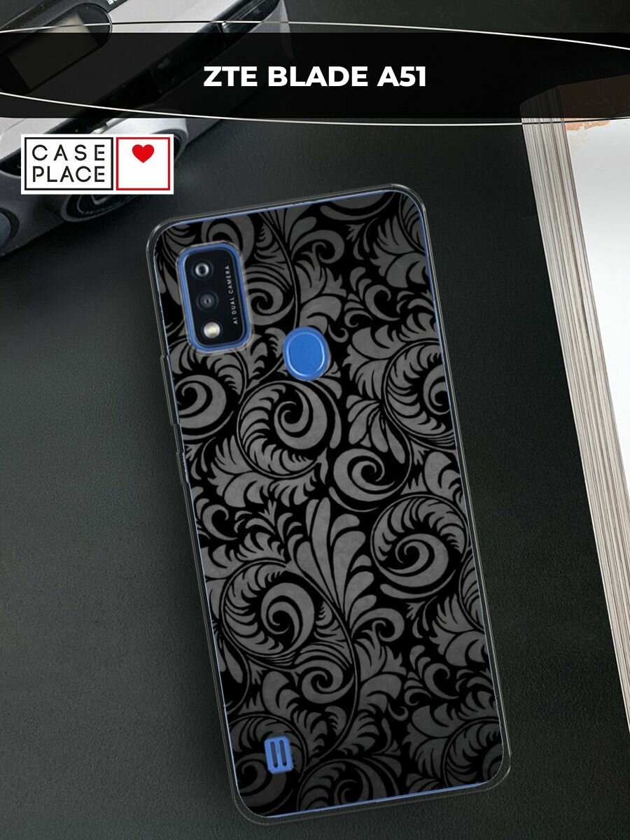Чехол на ZTE Blade A51 / ЗТЕ Блейд А51 с принтом "Чёрный узор"