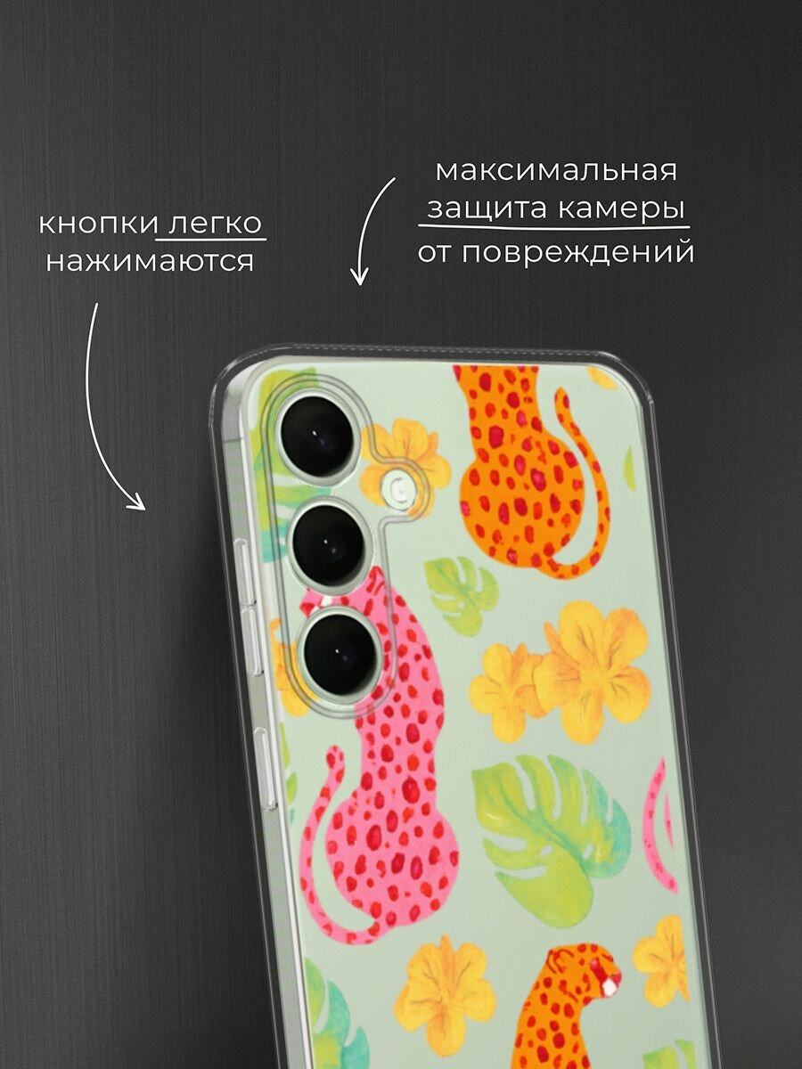 Чехол на Samsung Galaxy S25 Plus / Самсунг S25 Плюс с принтом "Экзотика", прозрачный — фото 1