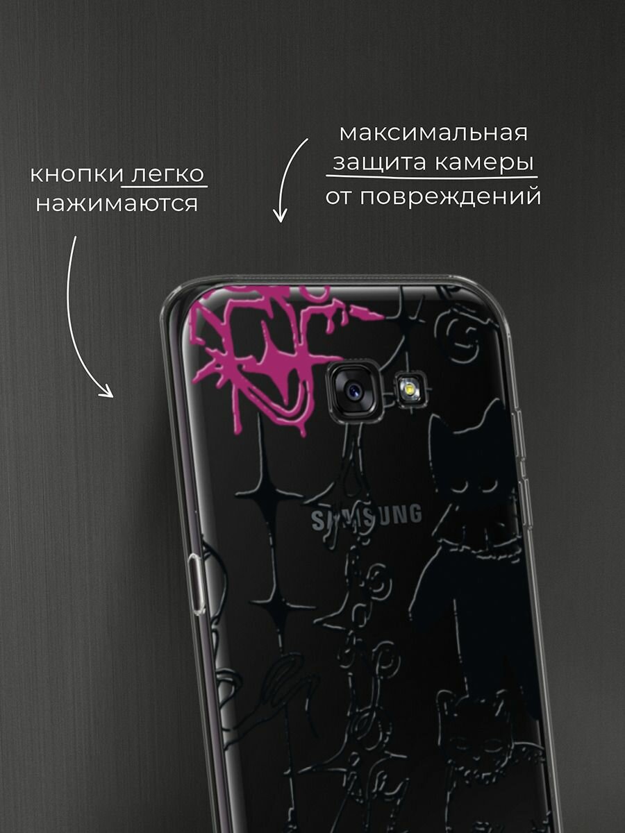 Чехол на Samsung Galaxy A7 2017 / Самсунг Галакси А7 2017 с принтом "Готические котики" — фото 1
