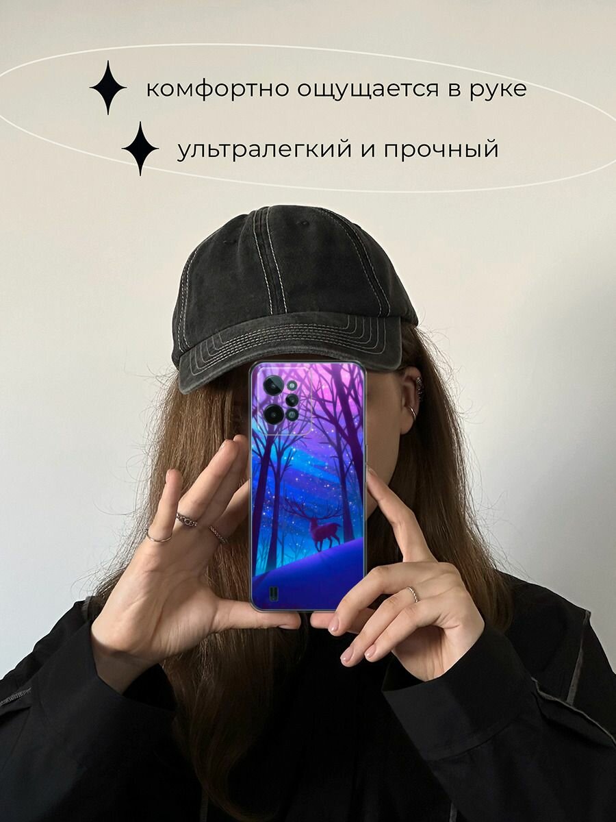 Силиконовый чехол на Realme C31 / Реалми C31 с принтом "Северный олень" — фото 1