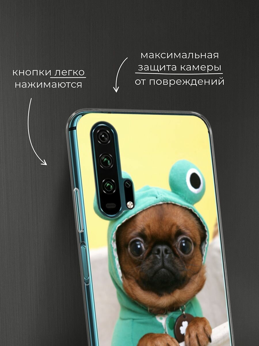 Чехол на Honor 20 Pro / Хонор 20 Про с принтом "Собачка в шапке лягушки" — фото 1