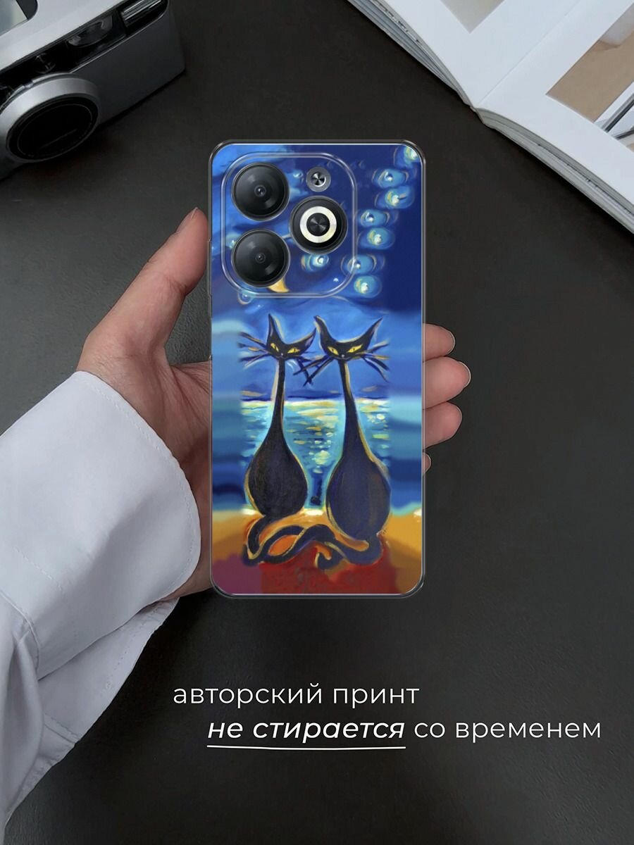 Чехол на Infinix Smart 8/8 HD/HOT 40i / Инфиникс Смарт 8/8 HD/HOT 40i с принтом "Влюбленные котики 7" — фото 1