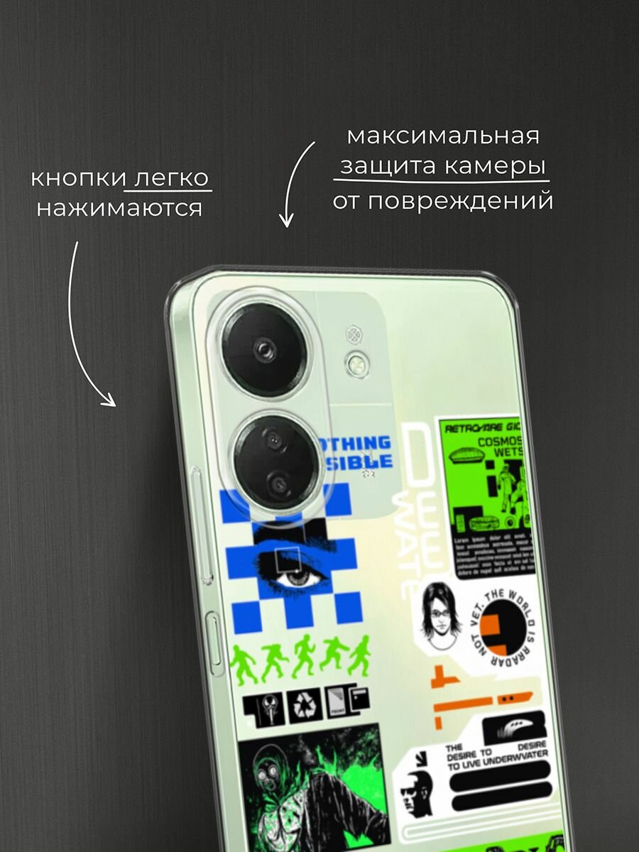 Чехол на Xiaomi Redmi 13C/Poco C65 / Сяоми Редми 13C/Поко С65 с принтом "Nothing impossible", прозрачный — фото 1