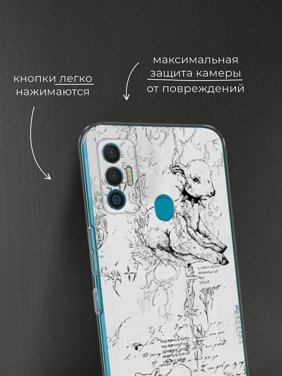 Чехол на Tecno Spark 7 / Техно Спарк 7 с принтом "Готический ягненок" — фото 1