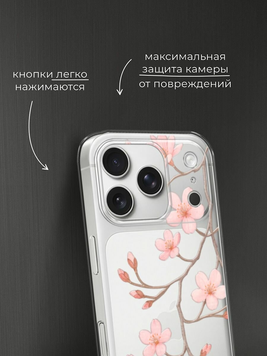 Чехол на Apple iPhone 17 Pro / Айфон 17 Про с принтом "Веточка распускающейся сакуры 2" — фото 1