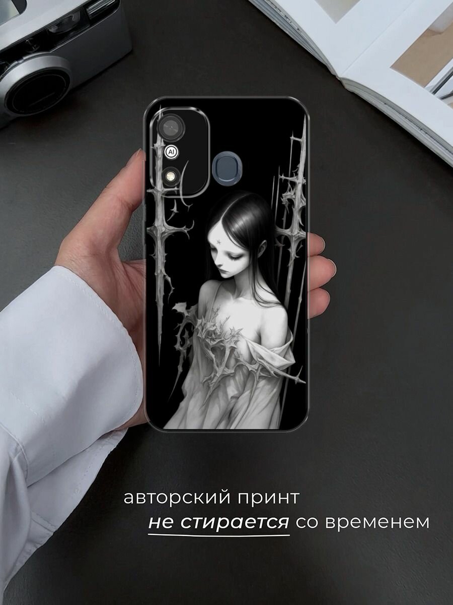 Чехол на Itel A27 / Ител А27 с принтом "Грустная готическая девушка" — фото 1