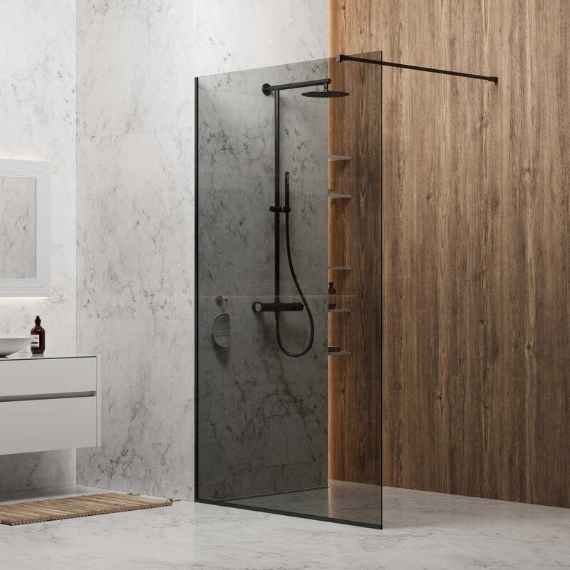 Душевая перегородка Berges Wasserhaus Sky Black 064013, 90 см, профиль черный матовый, стекло тонированное /064013