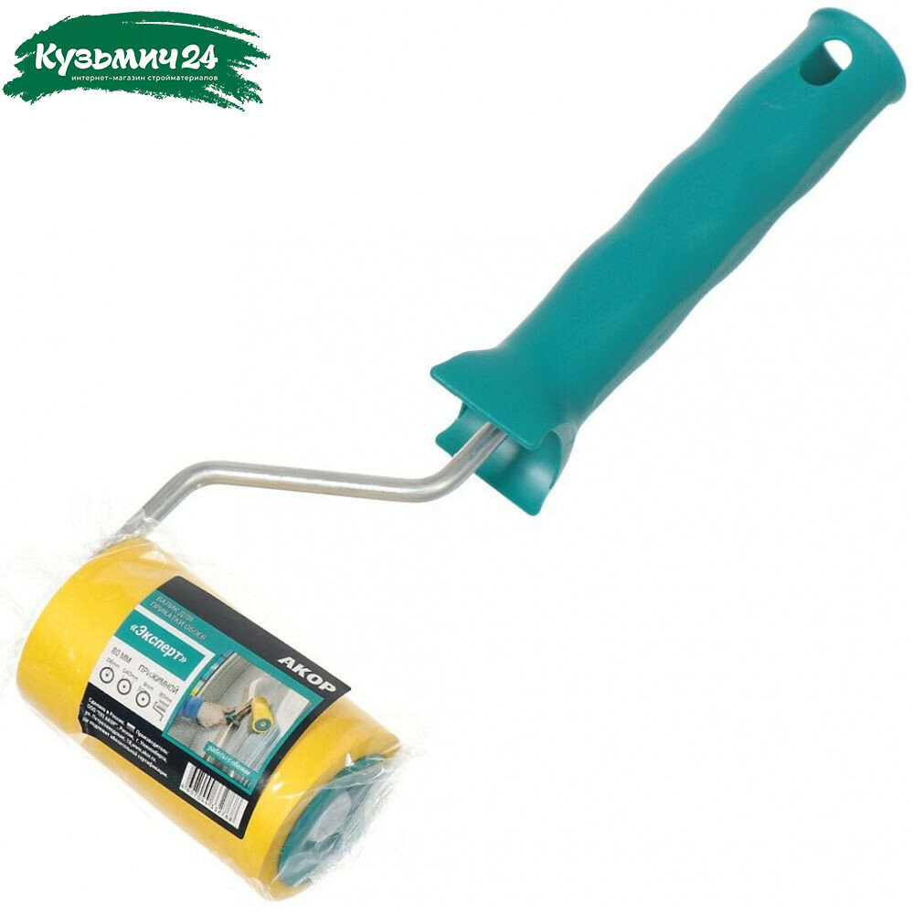 Валик прижимной Акор Эксперт 270 35 680 для прикатки обоев, ролик 80 мм, пенорезина, 1 шт.