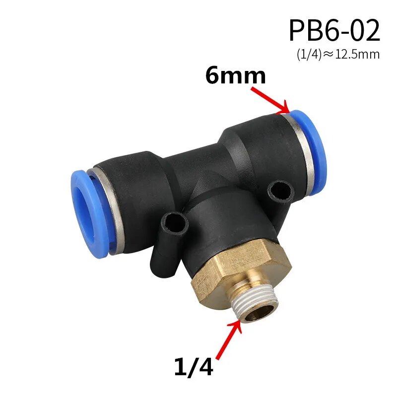 Пневматические фитинги T-образный тройник PB PB6-02