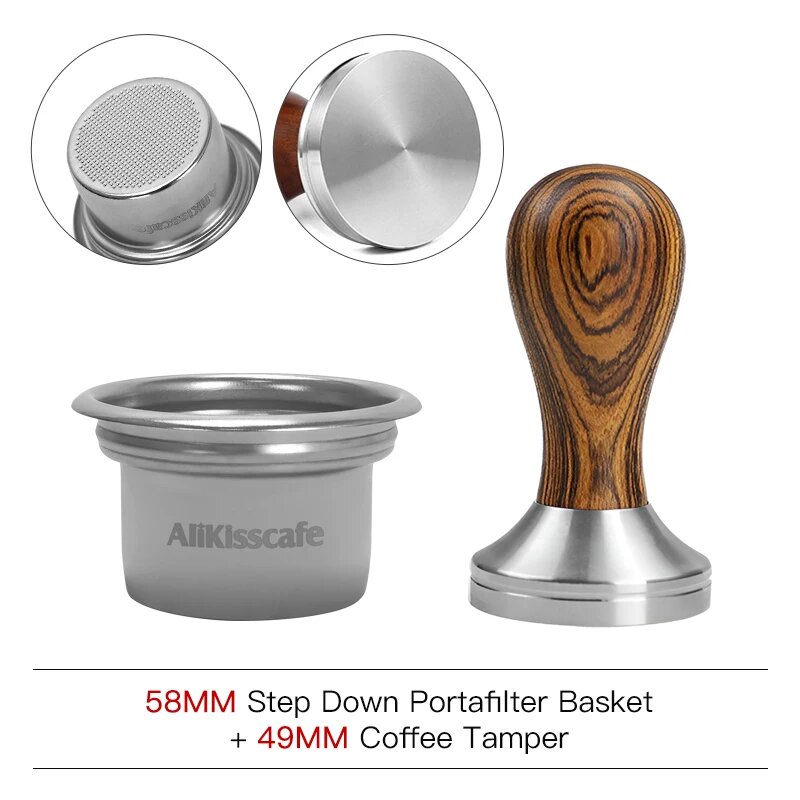 AliKisscafe 58 мм до 49 мм понижающая корзина для фильтра, комплект трамбовки для бездонного портафильтра, аксессуары для эспрессо, инструменты для бариста