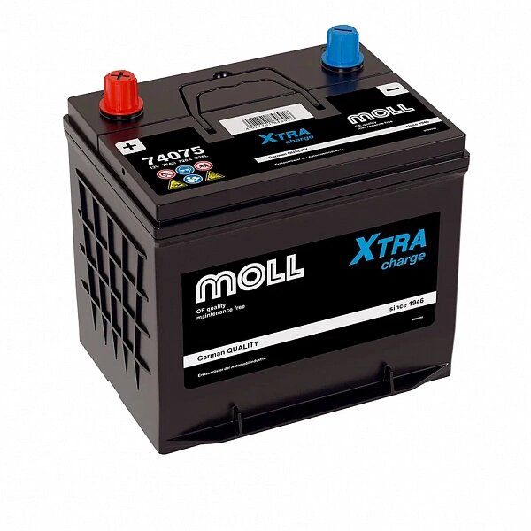 Аккумулятор автомобильный MOLL XTRA CHARGE 75.0 Ah 750 A ОП (260x172x221) (D26L 74075) 260x172x221