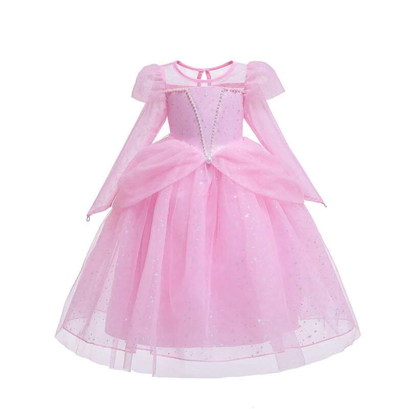 Косплей костюм Эльзы для девочки 4T (tag110), Розовый, Aurora Dress B