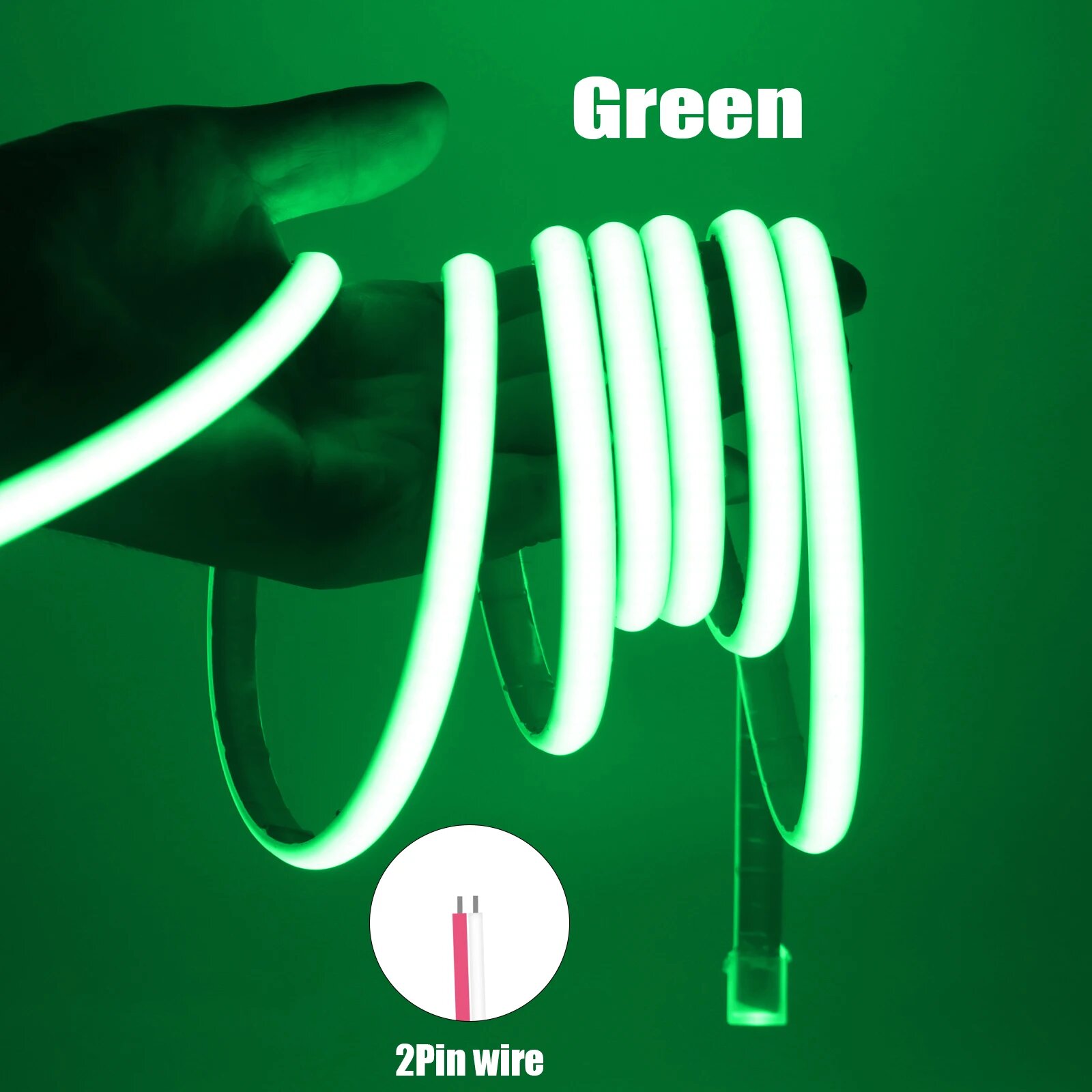 Зеленая светодиодная лента COB 12V, 1 м, 320LED/м