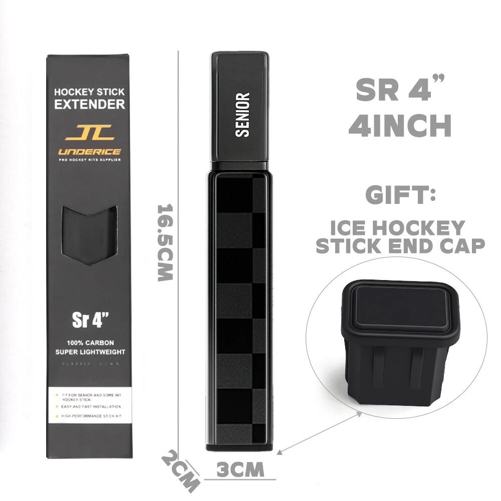UICE Удлинитель для хоккейной клюшки 4 дюйма для взрослых Черный, SR-4inch-1pc
