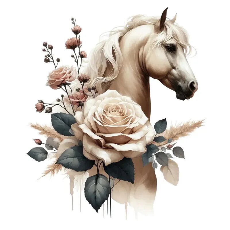 Красивая акварельная наклейка с изображением лошади, применяется для стены, двери, шкафа, окна, украшения автомобиля, виниловые наклейки с животными, художественные обои