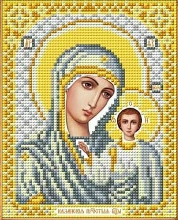Рисунок на ткани Благовест "Богородица Казанская в белом" 14x17 см, Иконы Святые Религия