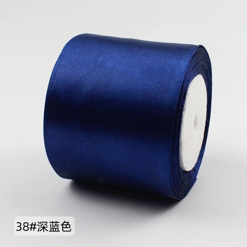 Атласная лента синяя 80 мм, Navy Blue
