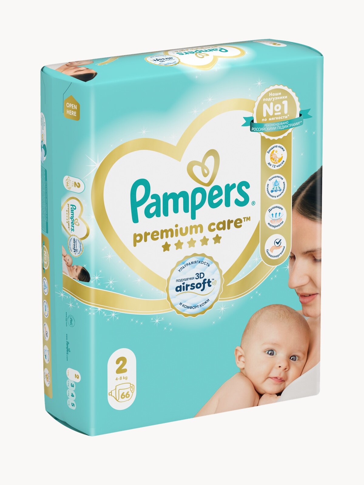 Pampers Premium Care Размер 2, 66 Подгузники, 4kg-8kg
