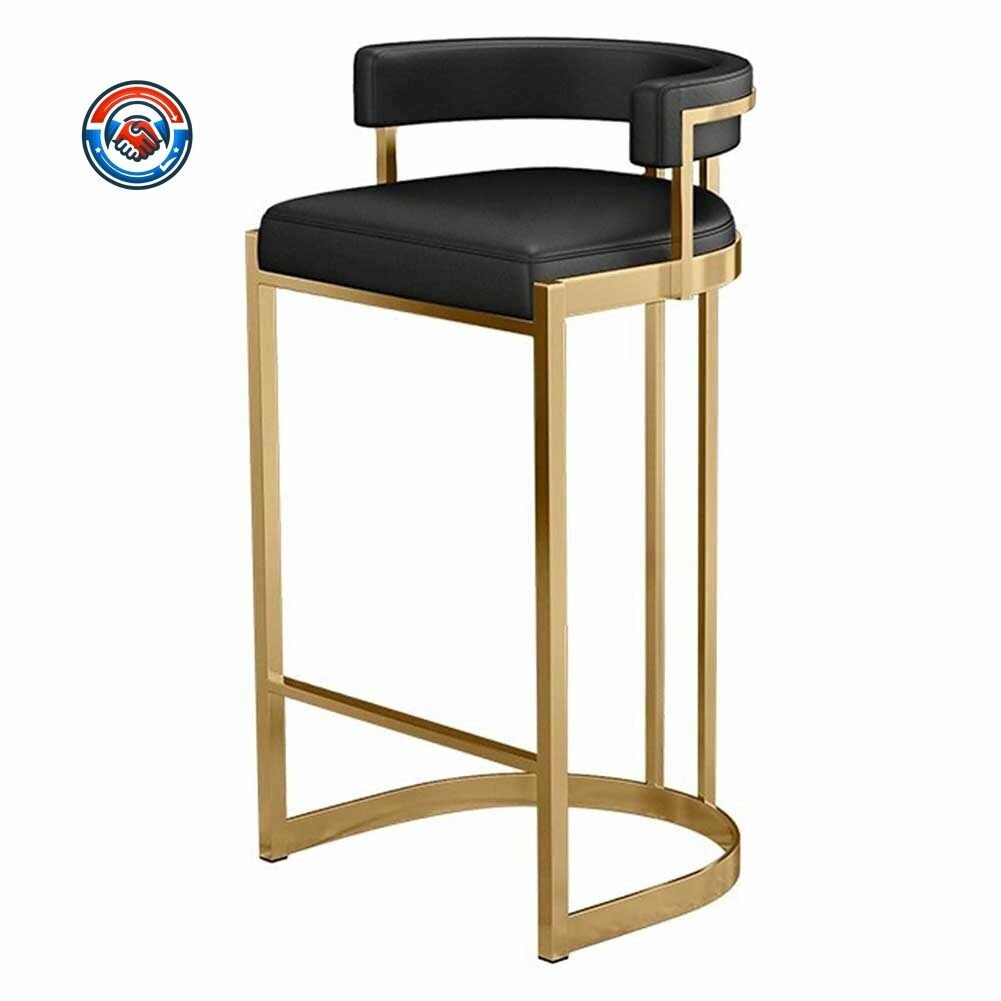 Барный стул со спинкой для кухонного острова, мягкое PU сиденье с пеной, U-образное основание, высота 65 см для дома
