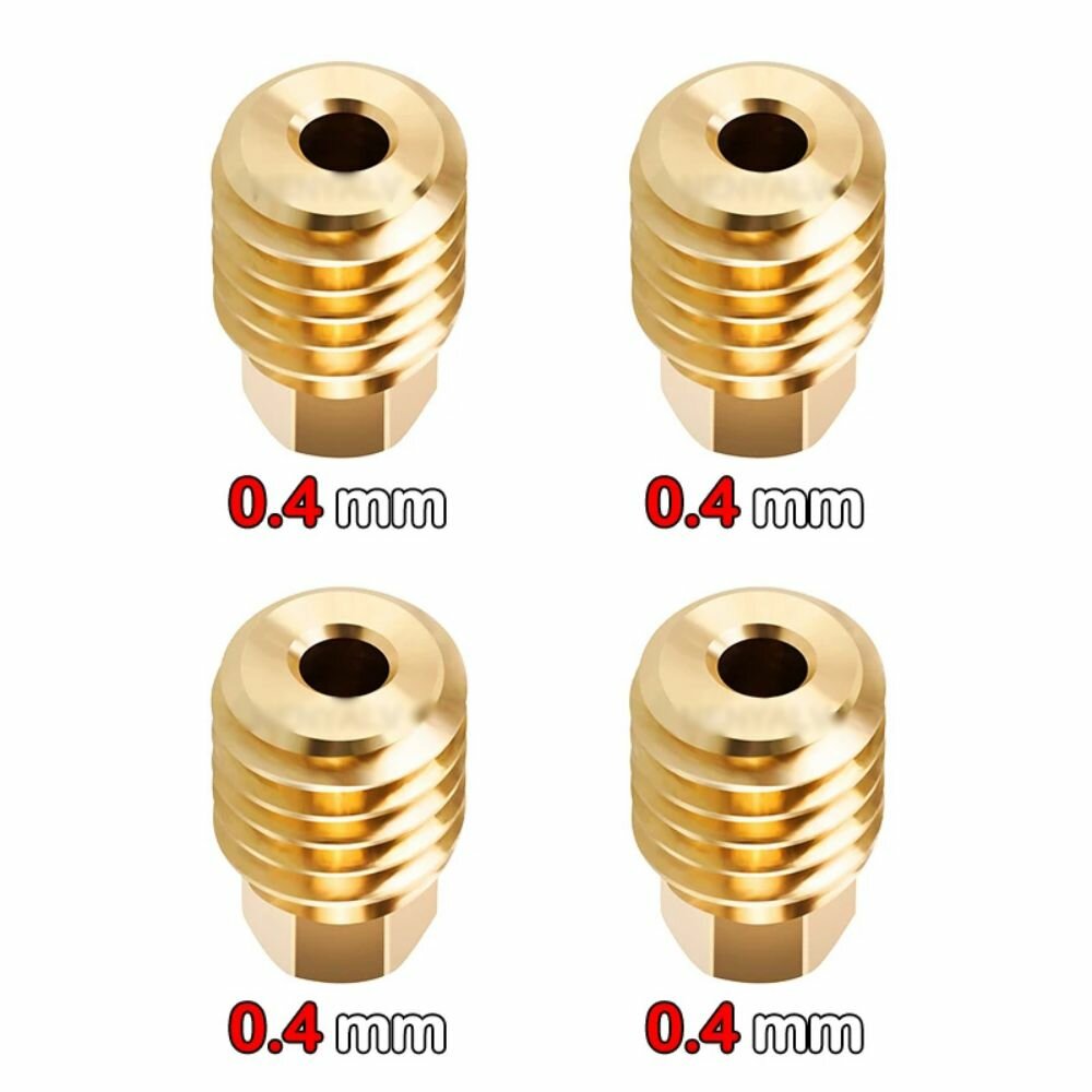 Модернизированный хотэнд для Qidi X plus 3 / X max 3 / X smart 3 с соплом из закаленной латуни/меди диаметром 0,4 мм.