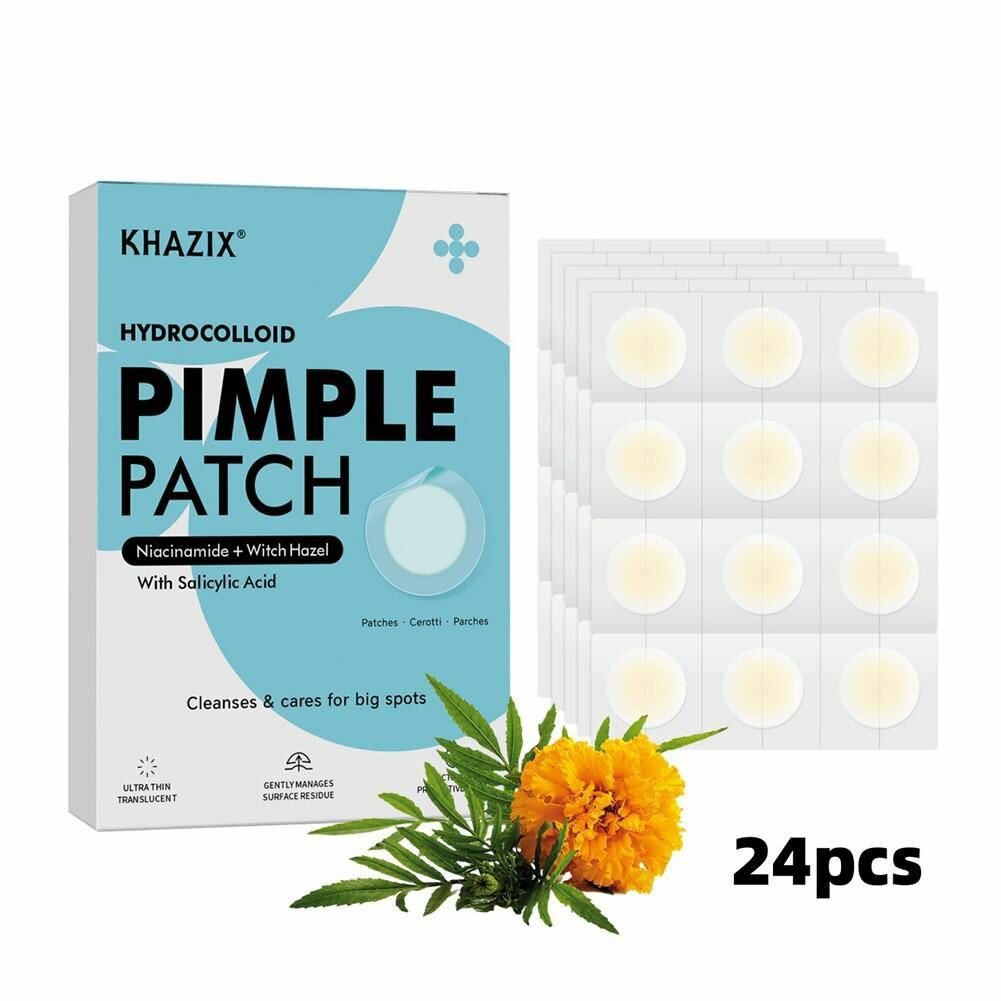 Патчи от прыщей гидроколлоидные 24 шт. для лица и тела. Защита и быстрое заживление воспалений.