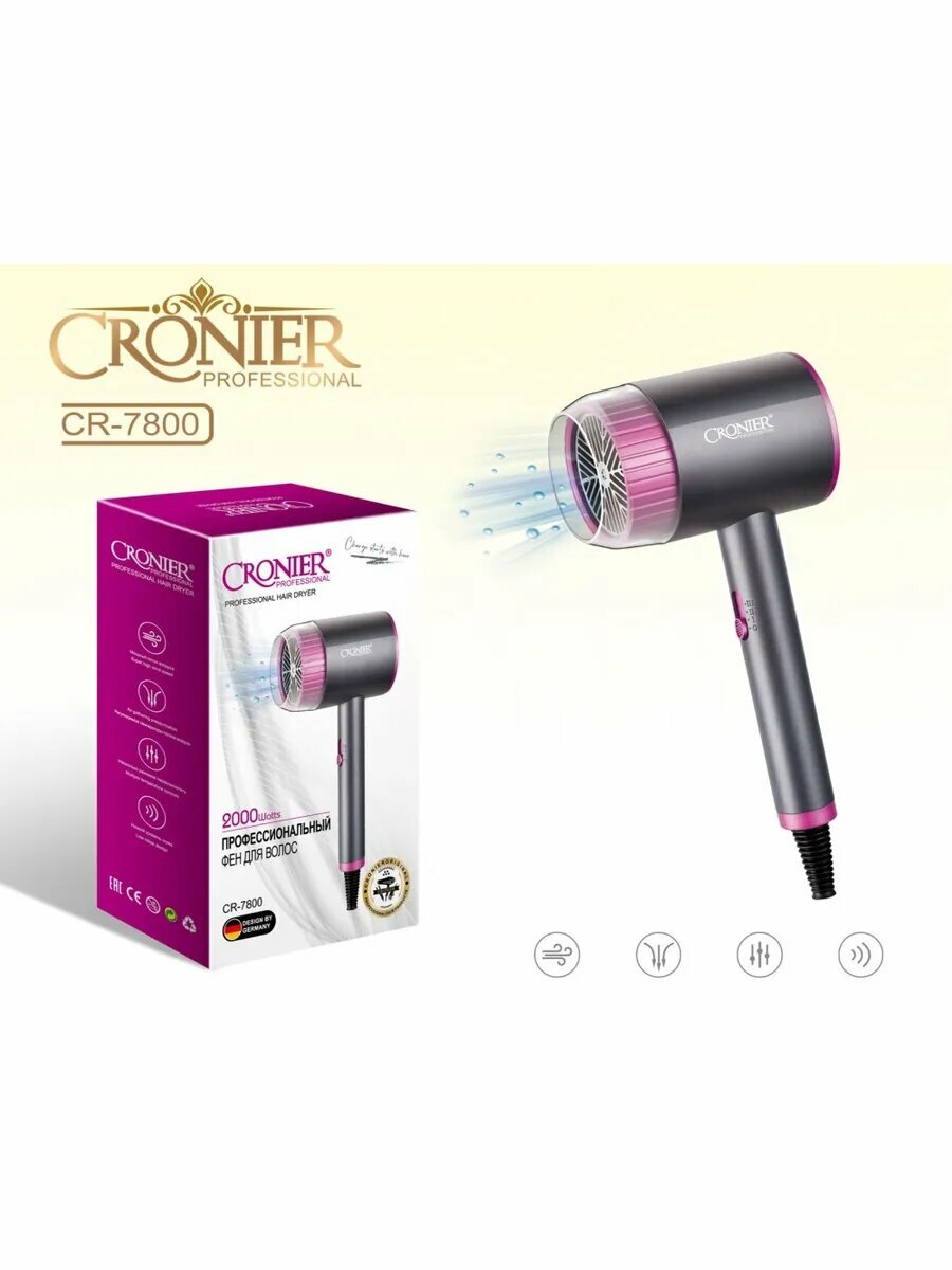 Фен для волос профессиональный с ионизацией мощный, сильный и слабый обдув; горячий воздух; холодный воздух