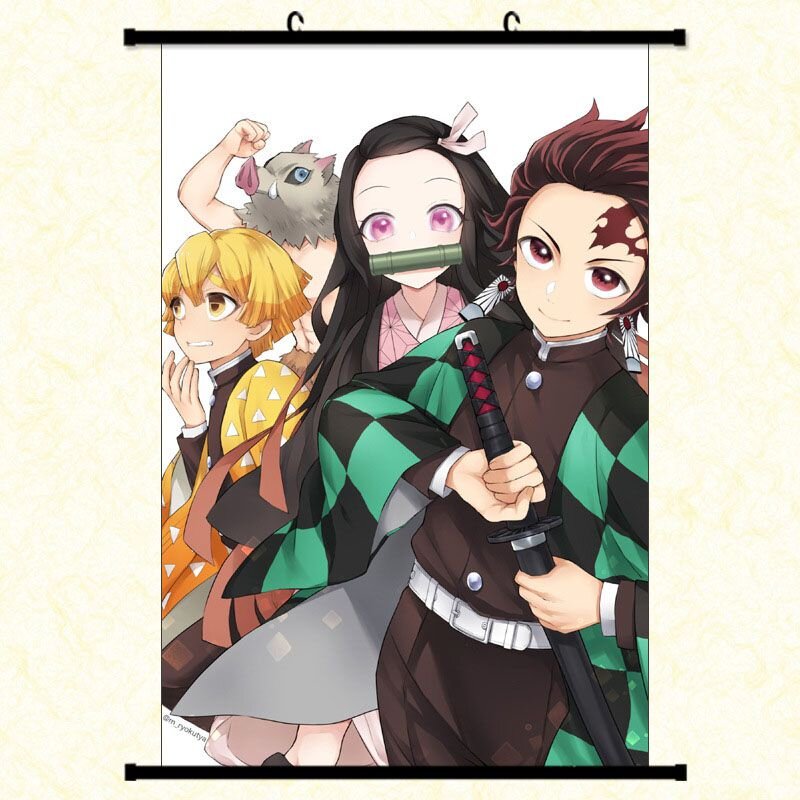 Настенный свиток kimetsu no yaiba demon slayer красиво выполненный для любителей аниме и декора 4 белый