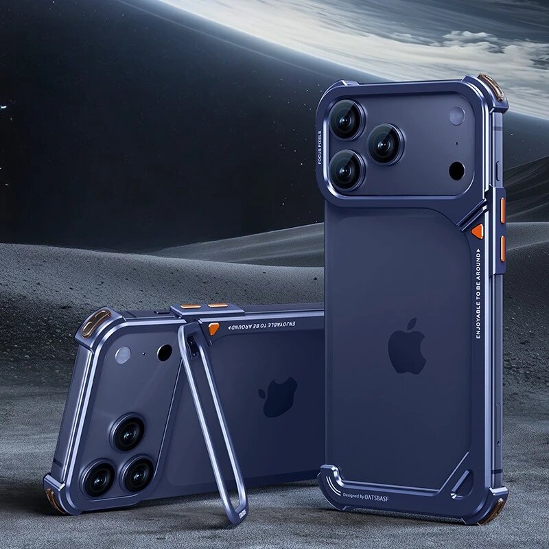 Чехол для iPhone 17 Pro Max темно-синий с подставкой