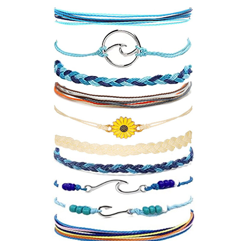 YMАнклет Плетеный Компас Серфинг Маргаритка INS Удача Женский