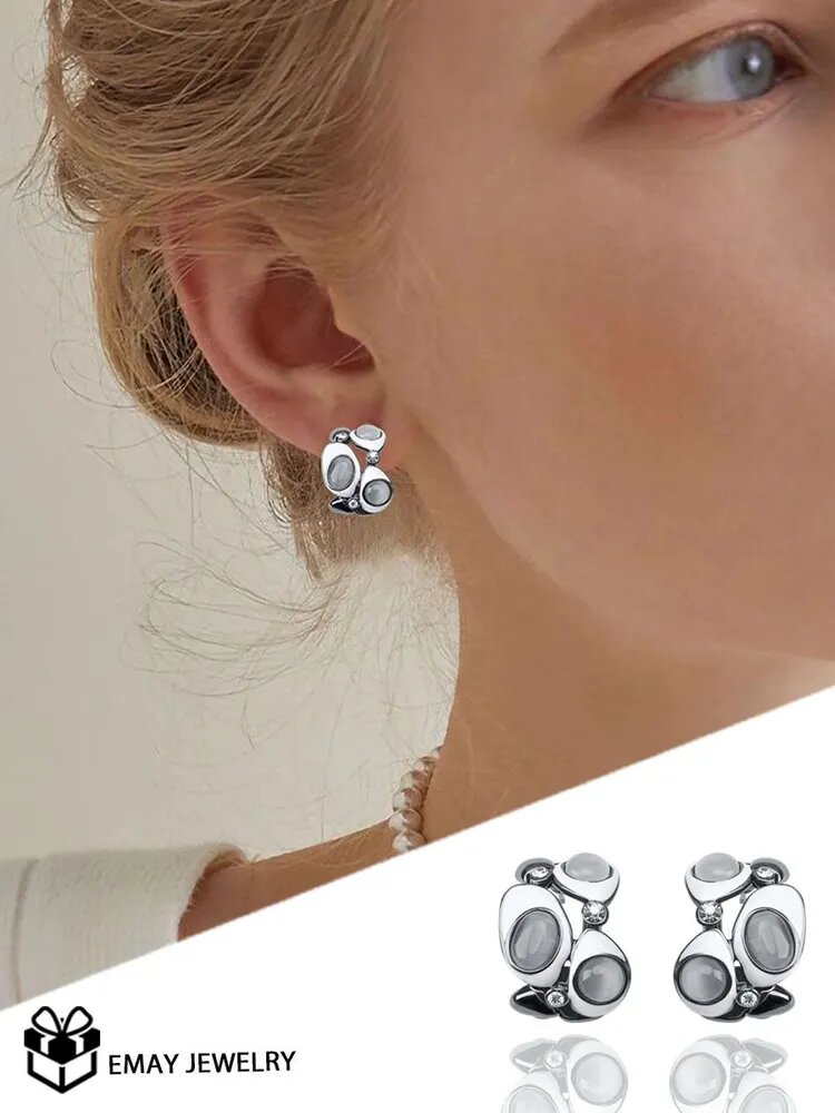 Серьги, кошачий глаз