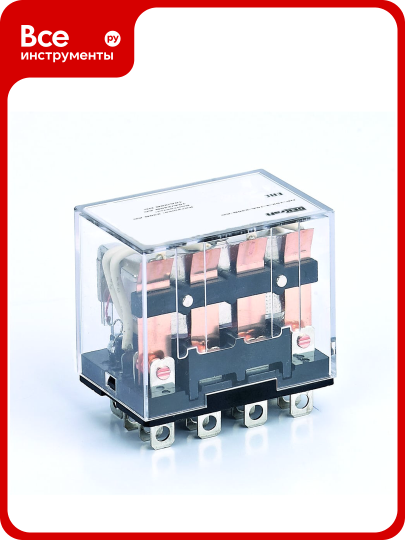 Промежуточное реле DEKraft ПР-102, 4 конт, 10 А, 230 В, тип AC 23949DEK, Напряжение катушки 230 в пер
