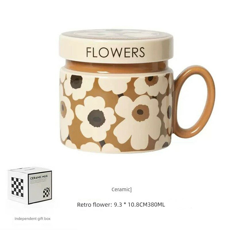 Скандинавская ретро-кружка большой емкости из керамики с крышкой для пар, стильная и креативная офисная кружка для
