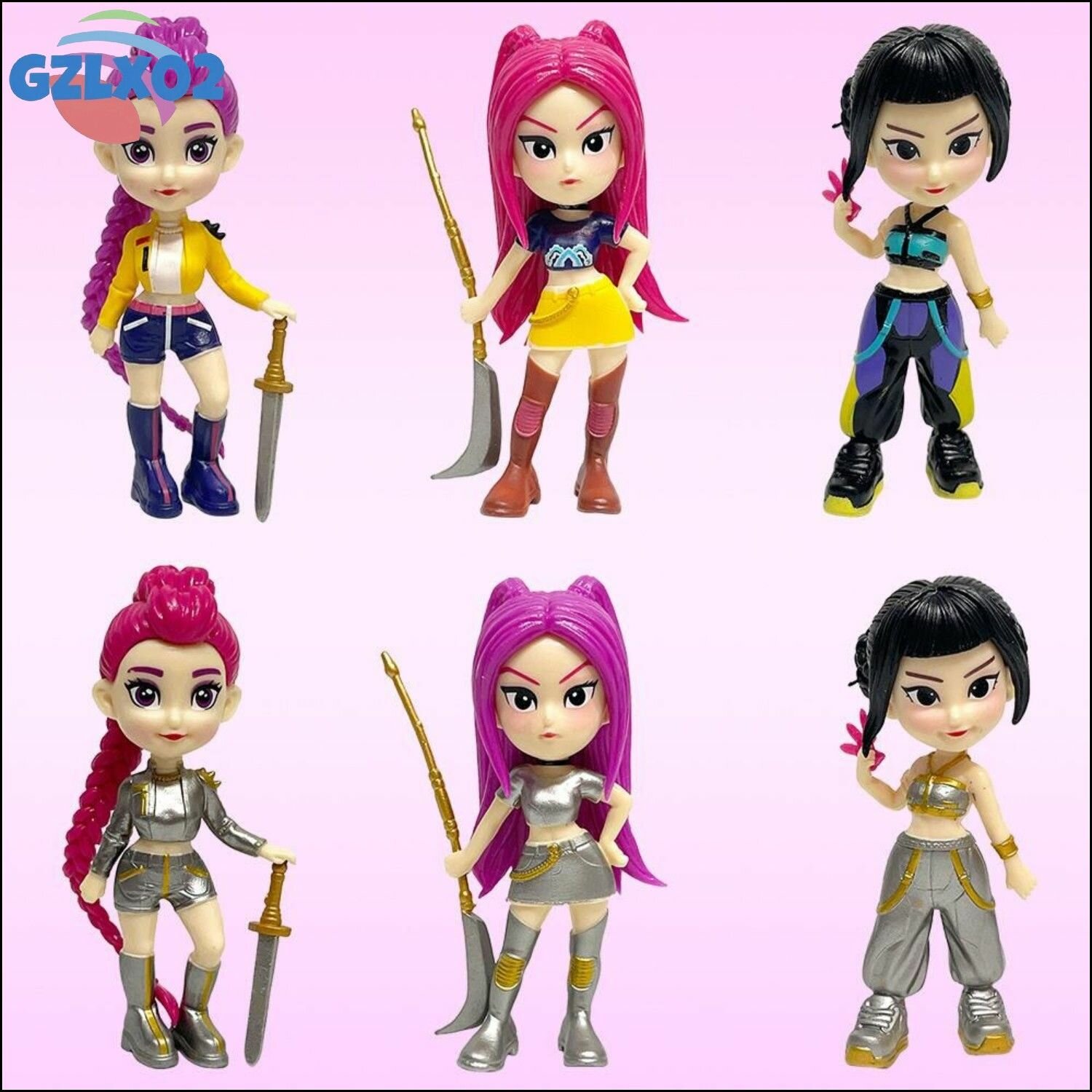 Аниме фигурки Кей-поп-охотницы на демонов / KPop Demon Hunters фигурка ; коллекционная статуэтка для рабочего стола, украшение для стола, 6 шт. (Высота 10 см)