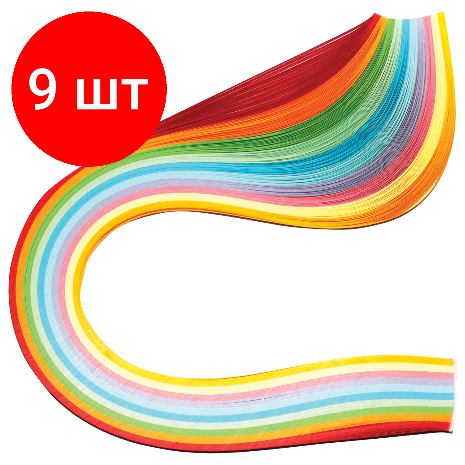 Комплект 9 шт, Бумага для квиллинга "Радуга", 10 цветов, 200 полос, 3 мм х 300 мм, 80 г/м2, остров сокровищ, 128750