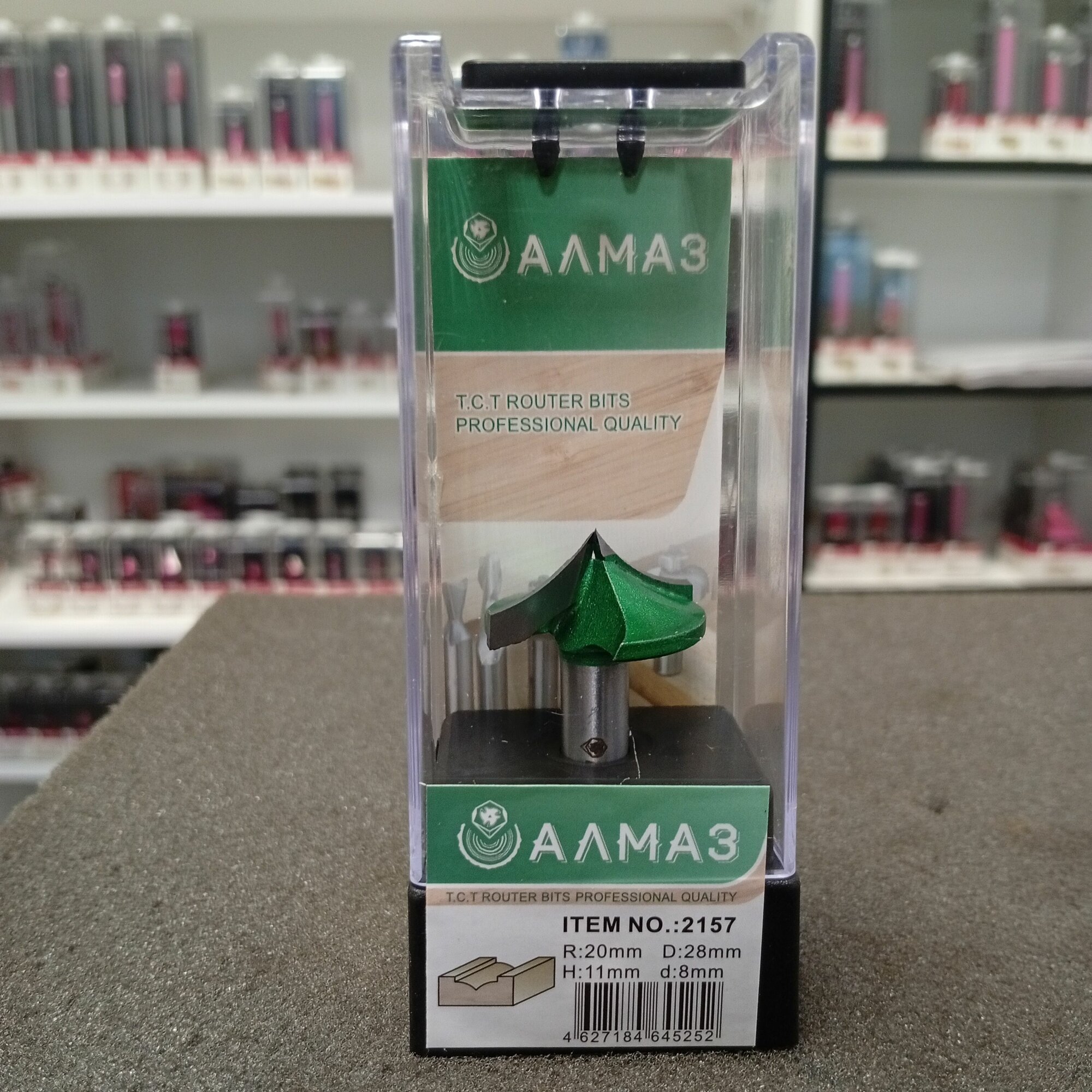 Фреза для фрезеровки фасадов ( псевдофиленка) и поручня R:20mm алмаз 2157 профильная D:28mm I:11mm d:8mm R:20mm