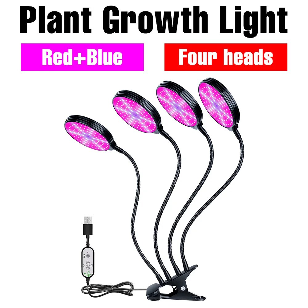 QNBDG USB светодиодная фитолампа полный спектр 4 Heads USB Port
