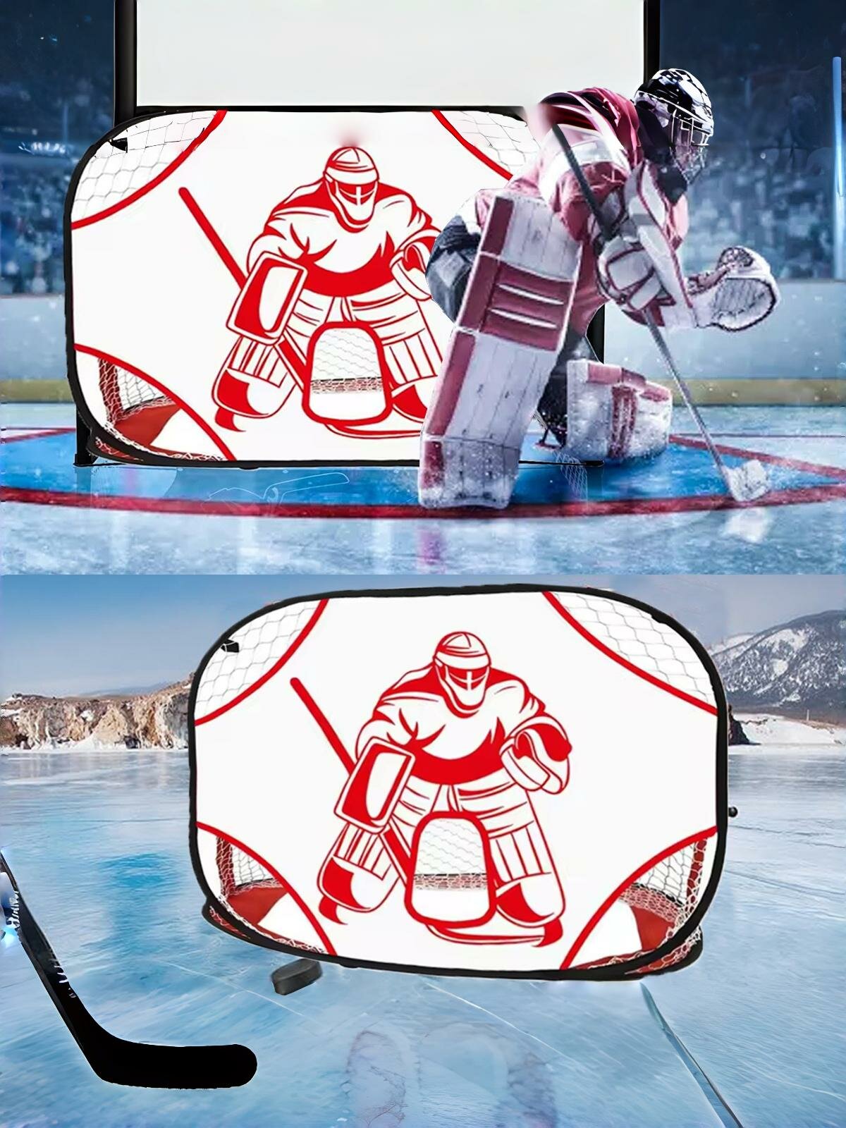 Экономичные хоккейные ворота, устойчивые к деформации, подходящие для хоккейных матчей.