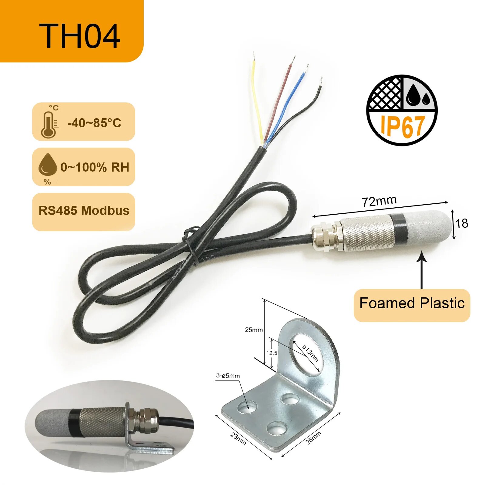 Датчик температуры и влажности, зонд, модуль передатчика RS485 RS 485, Modbus RTU, контроль в помещении, измерение, мониторинг сбора TH04 IP67