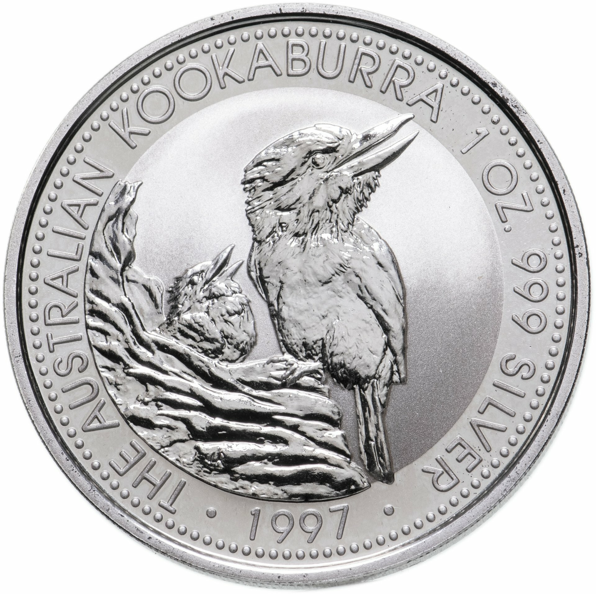 Австралия 1 доллар 1997 "Кукабарра", Серебро 999, в сохранности UNC
