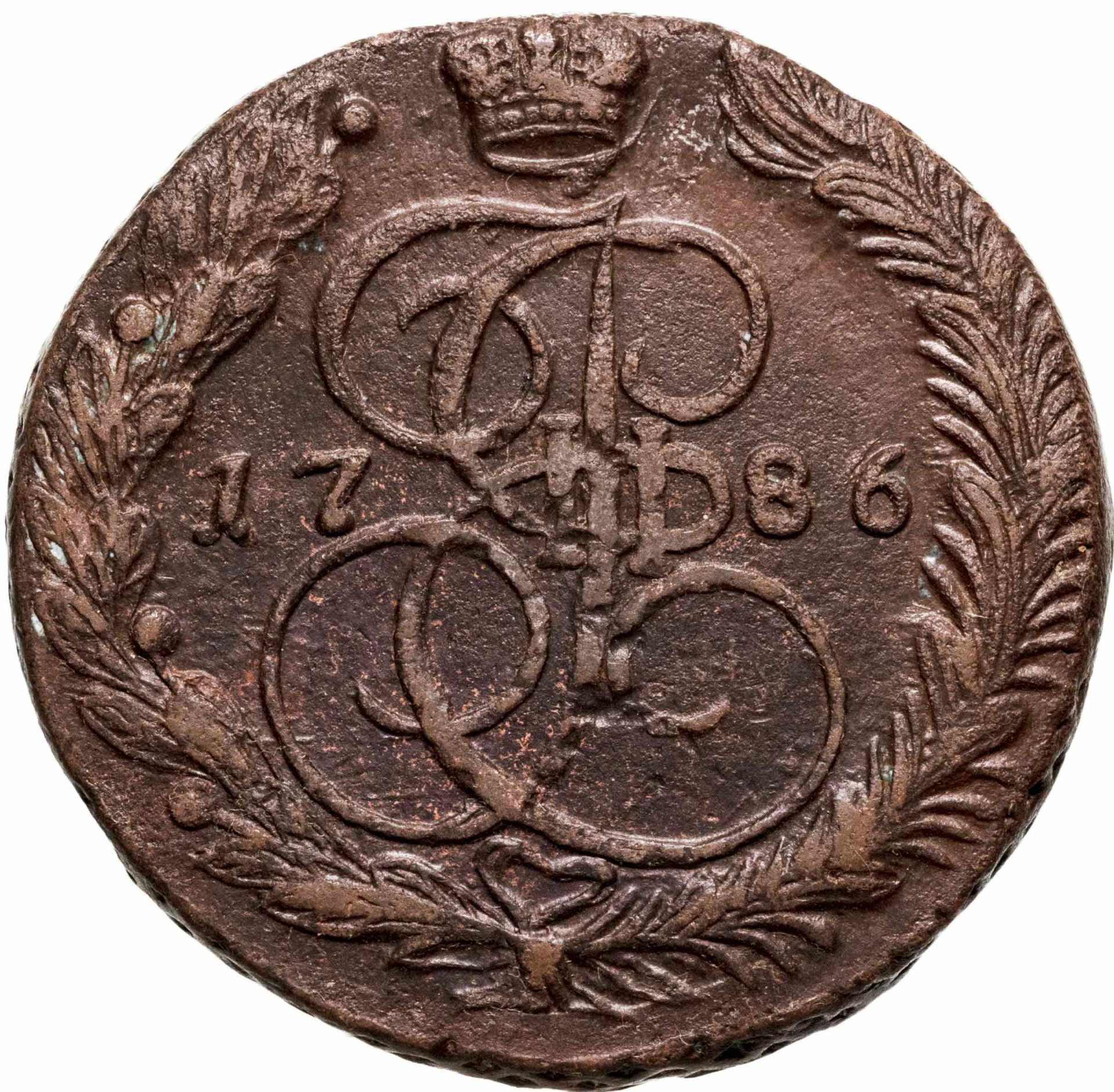 5 копеек 1786 ЕМ, Медь, в сохранности XF