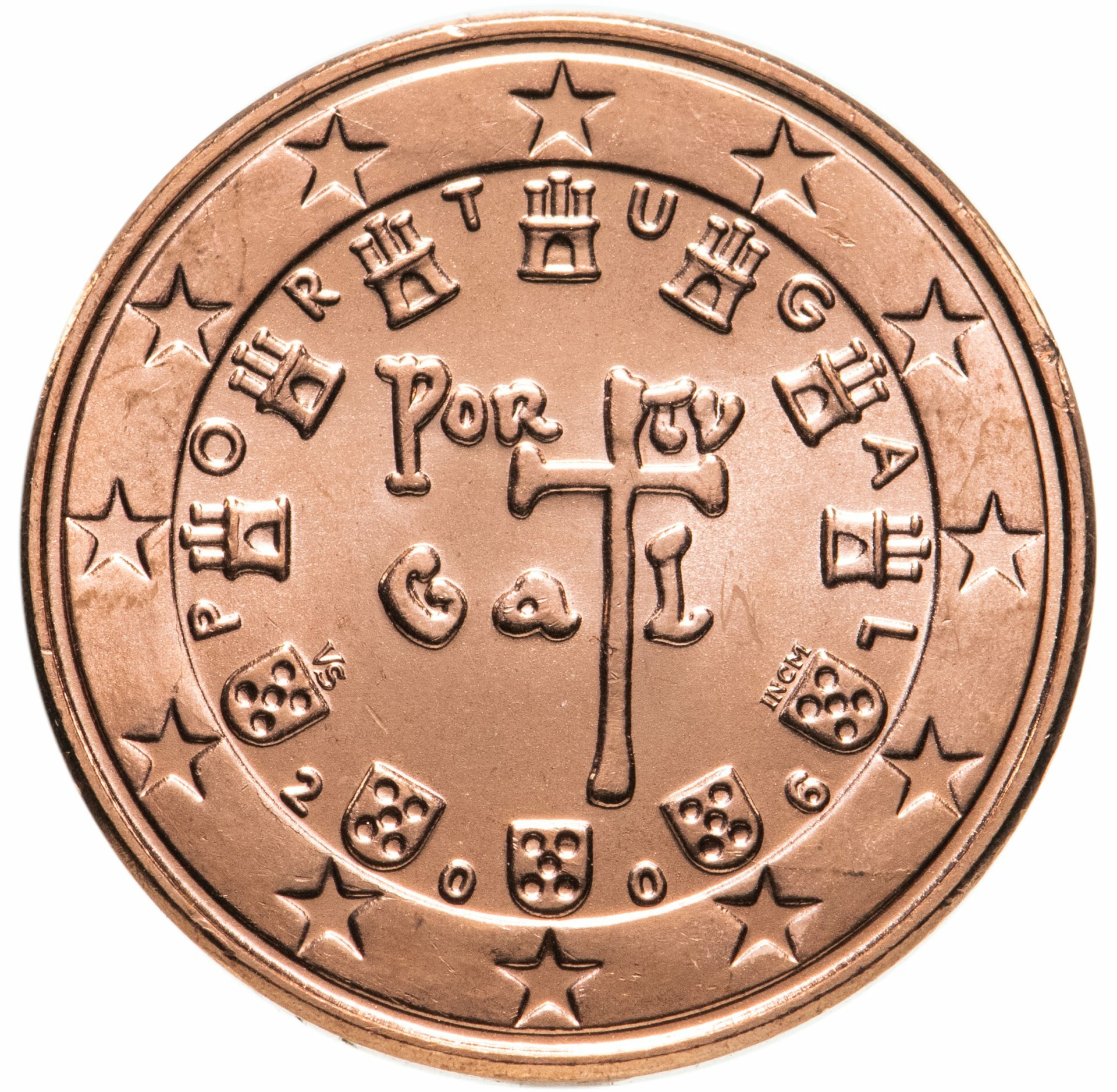 Португалия 5 евроцентов 2006, Сталь, в сохранности UNC