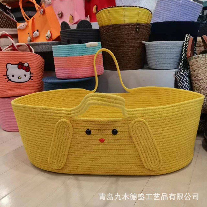 Хлопковая веревочная корзина для младенцев, портативная ручная колыбель, корзина для новорожденных, спальное место для младенцев