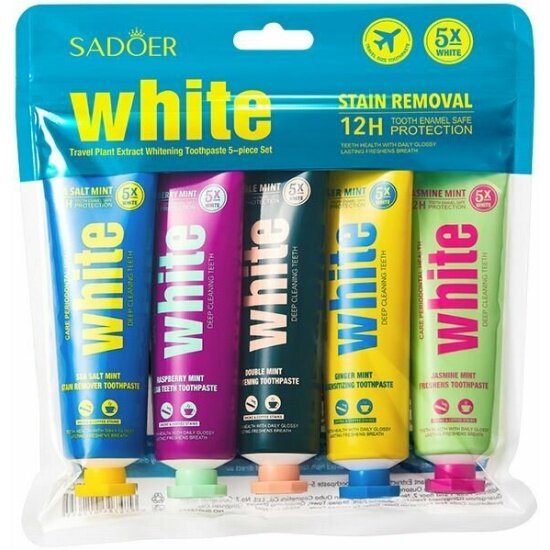 Дорожный набор зубных паст Sadoer , 5 шт*30 г