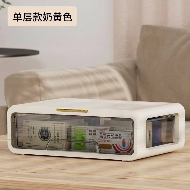 Аптечка домашняя большая контейнер органайзер для хранения лекарств и таблеток с замком, 1 слоя белого