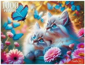 Пазл 1000 деталей Котята и бабочки