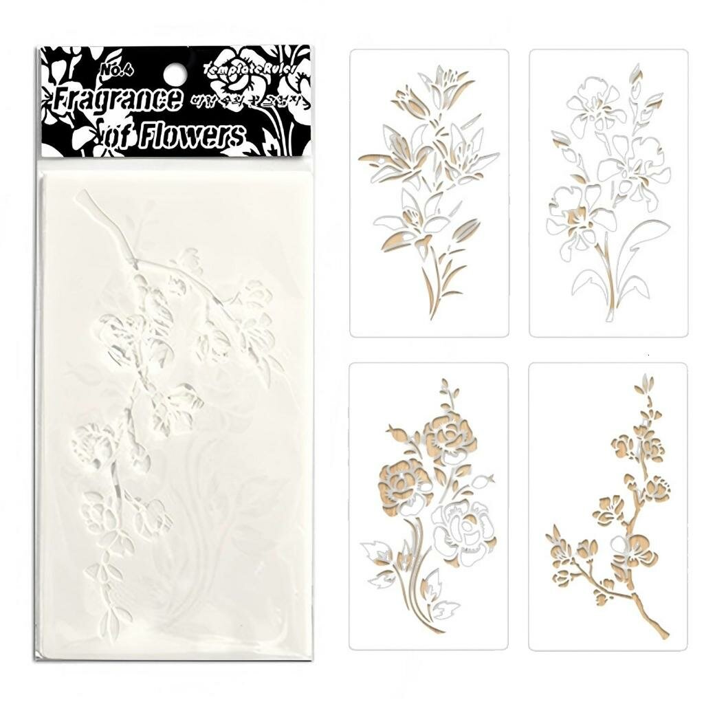 4 Шт Трафареты для цветов, выдалбливают трафареты для рисования, Листают трафареты для журналов