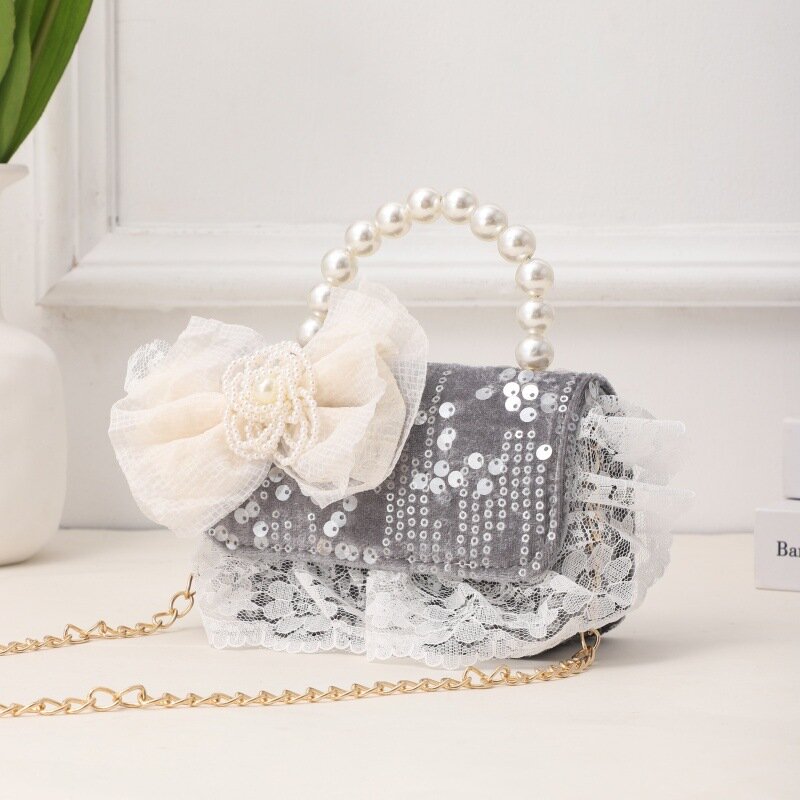 Новая модная сумка с кружевной отделкой в стиле Chanel, жемчужная сумка, кроссбоди, милая сумка с бантом, одно плечо, принцесса, оптовая продажа