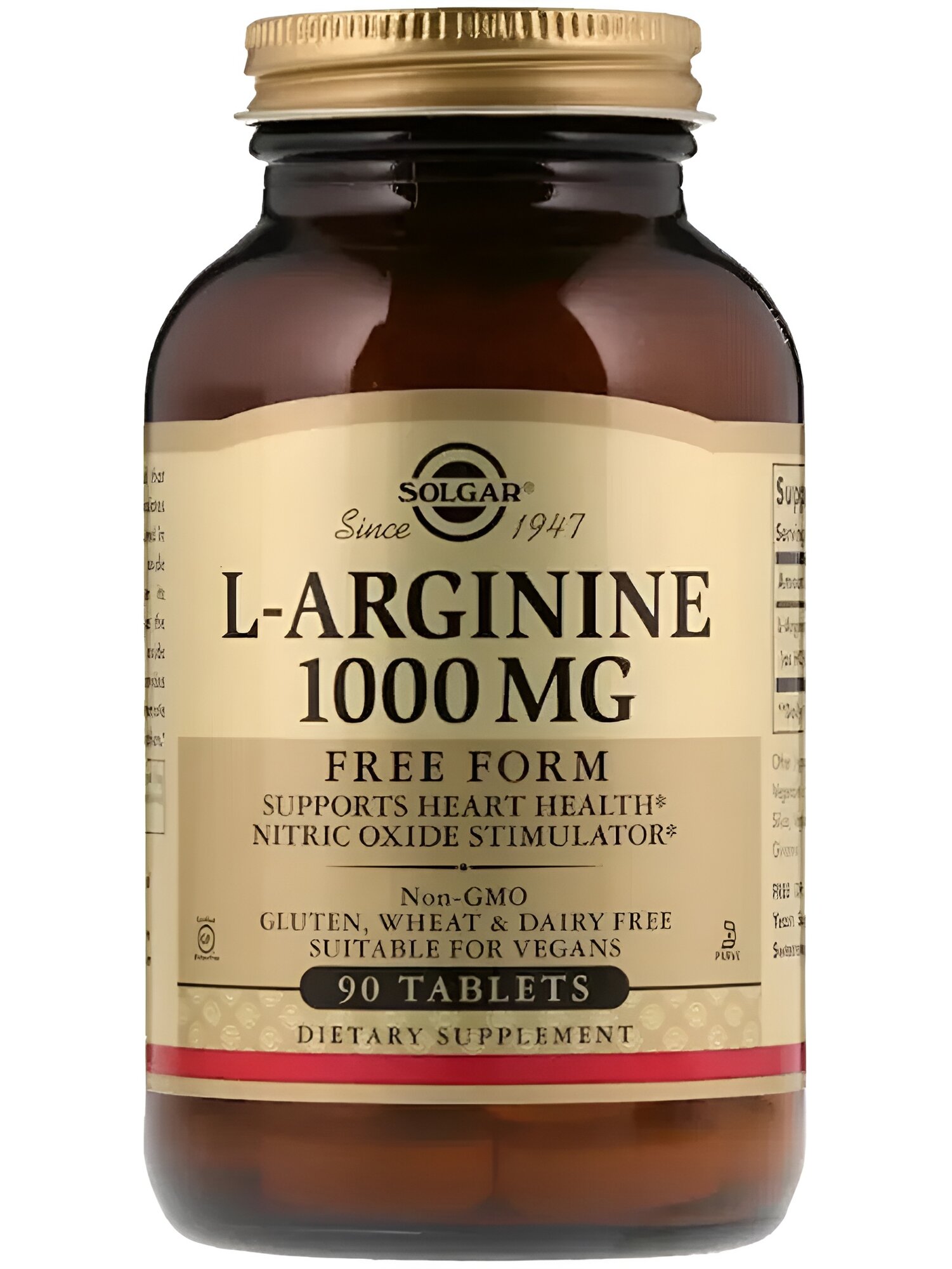 БАД Солгар "L-аргинина", таблетки, дополнительный источник L-аргинина, 1000 мг, 90 шт.